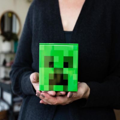 Minecraft Creeper Tin Storage Box Cube Organizer with Lid 4 Inches ...