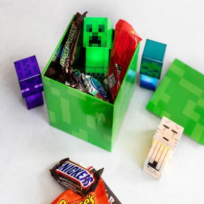 Minecraft Creeper Tin Storage Box Cube Organizer with Lid 4 Inches ...