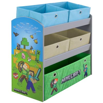 Minecraft Play Shelf With Fabric Storage Boxes - Game-Themed Organizer