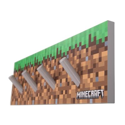 Minecraft Wooden Coat Rack - Wall-Mounted With 4 Peg Hooks, Pixel ...