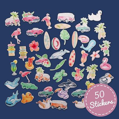 Navy Peony Tropical Beach Vacation Stickers | Oriental Trading