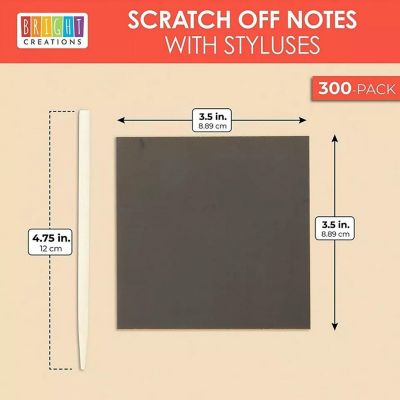 Rainbow Scratch Off Notes With 2 Wood Styluses Sticks (Red, 3.5 In, 300 ...