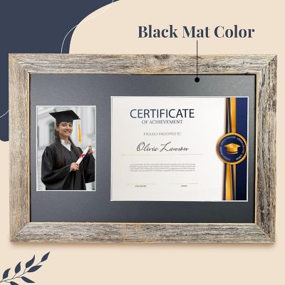 Rustic Farmhouse Graduation Diploma Frame with Fitted Mat for Photo and ...