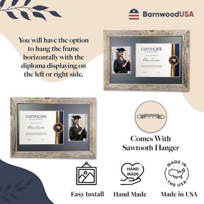 Rustic Farmhouse Graduation Diploma Frame with Fitted Mat for Photo and ...