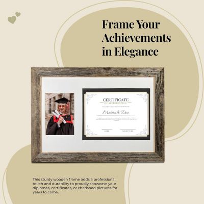 Rustic Farmhouse Graduation Diploma Frame with Fitted Mat for Photo and ...