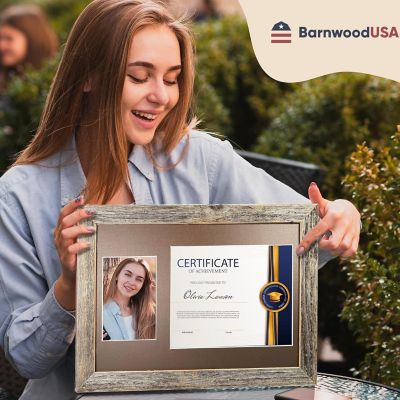 Rustic Farmhouse Graduation Diploma Frame with Fitted Mat for Photo and ...