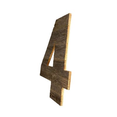 Rustic Large 16 in. Weathered Gray Decorative Monogram Wood Number Four ...