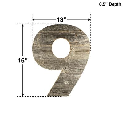 Rustic Large 16 in. Weathered Gray Decorative Monogram Wood Number Nine ...