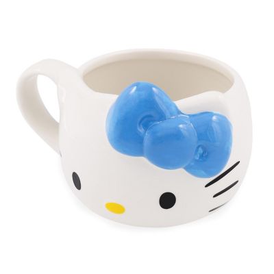Sanrio Hello Kitty Blue Bow Sculpted Ceramic Mug Holds 20 Ounces