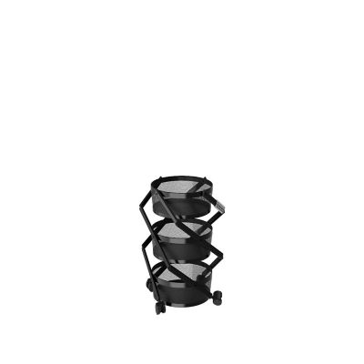 SimpliFurnished 3-TIER ROUND CART BLACK FOLDABLE | Oriental Trading