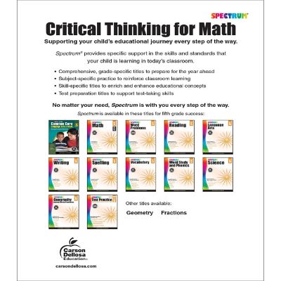 Spectrum Critical Thinking for Math, Grade 5 | Oriental Trading