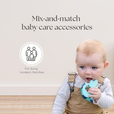 Teething Toy & Pacifier Clip Set - Silicone Teether Four Pack Plus Two ...