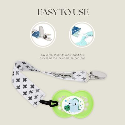 Teething Toy & Pacifier Clip Set - Silicone Teether Four Pack Plus Two ...