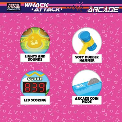 Thin Air Games Whack Attack Arcade –Lights & Sounds, LED Scoring, Soft Hammer 3+
