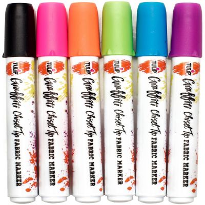 Tulip Graffiti Fabric Markers 6/Pkg-Neon - Chisel Tip | Oriental Trading