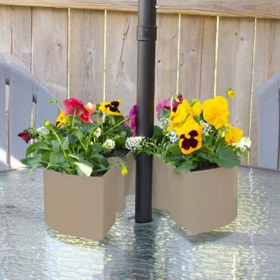 Umbrella Planter for Patio Table with Umbrella Hole, 2 Half-Circle Gray ...