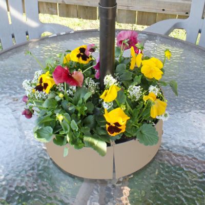 Umbrella Planter for Patio Table with Umbrella Hole, 2 Half-Circle Gray ...