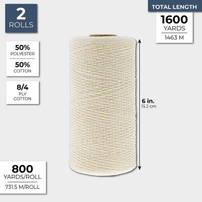 Warp Thread for Weaving Loom, 800 Yards Each (Ivory, 2 Rolls ...