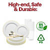 White with Gold Pearl String Round Disposable Plastic Wedding Value Set ...