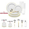 White with Gold Pearl String Round Disposable Plastic Wedding Value Set ...