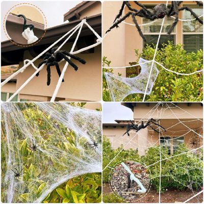 Wrapables 16ft Giant Triangular Spider Web Kit Halloween Décor with ...