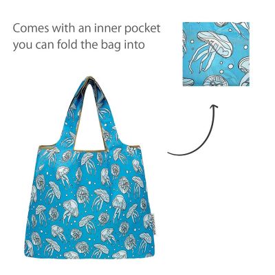 Wrapables Medium Nylon Reusable Shopping Bags (Set of 2), Jellyfish | Oriental Trading