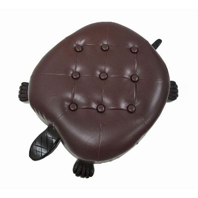 Zeckos Elegant Walnut Finish Turtle Ottoman Foot Stool