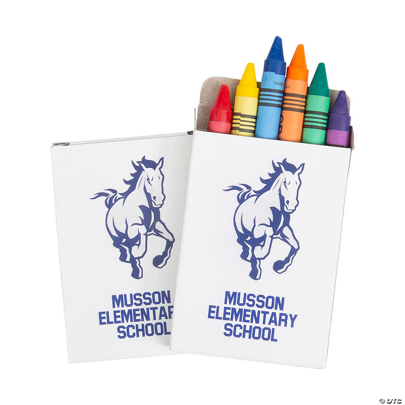 6-Color Personalized School Logo Crayon Boxes - 24 Pc.