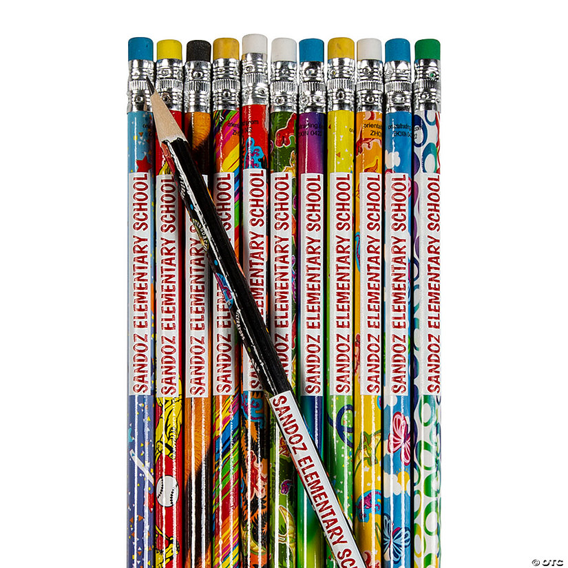7 1/2" Bulk 100 Pc. Personalized Deluxe Wood Pencil Assortment