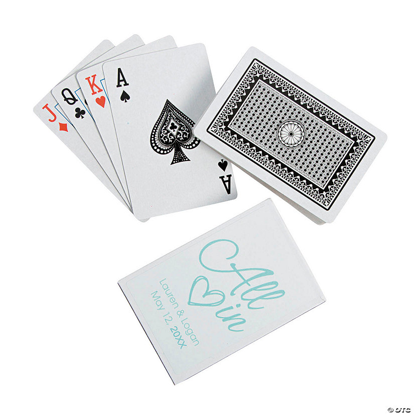All In Wedding Playing Cards with Personalized Box - 12 Pc.