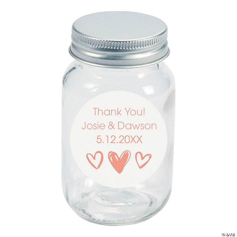 Bulk 144 Pc. Personalized Pink Hearts Mini Mason Jars | Oriental Trading