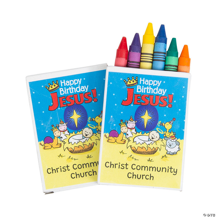 Bulk 48 Pc. 6-Color Personalized Happy Birthday Crayon Boxes