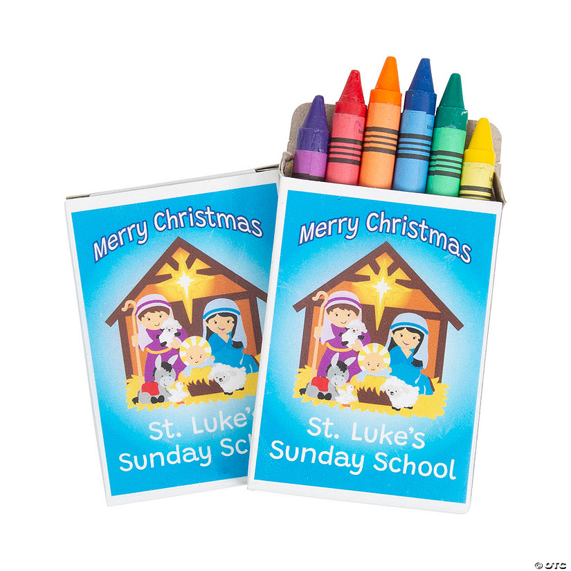 Bulk 48 Pc. 6-Color Personalized Nativity Crayon Boxes