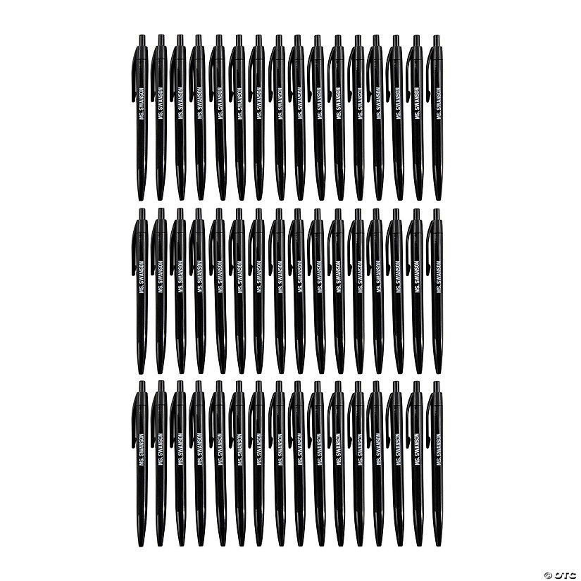 Bulk 48 Pc. Personalized Black Retractable Pens | Oriental Trading