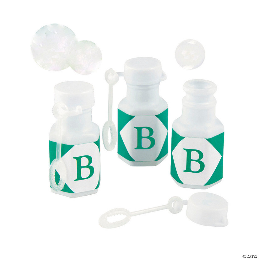 Bulk 48 Pc. Personalized Monogram White Mini Bubble Bottles | Oriental ...