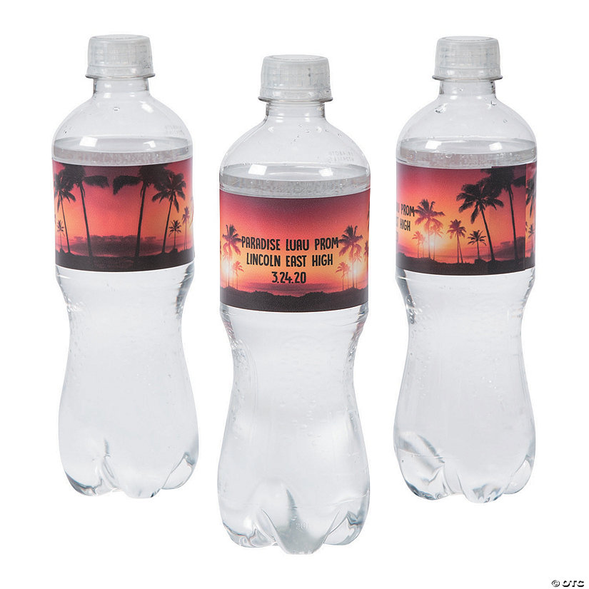 Bulk 50 Pc. Personalized Island Luau Water Bottle Labels - Discontinued
