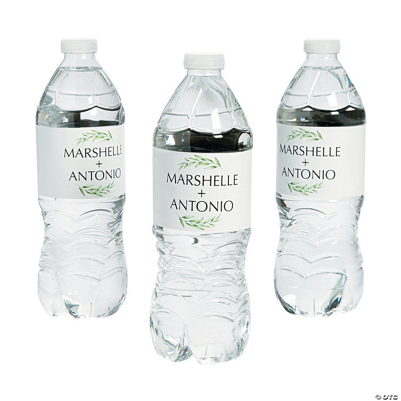 Bulk 50 Pc. Personalized Spring Greenery Water Bottle Labels | Oriental ...