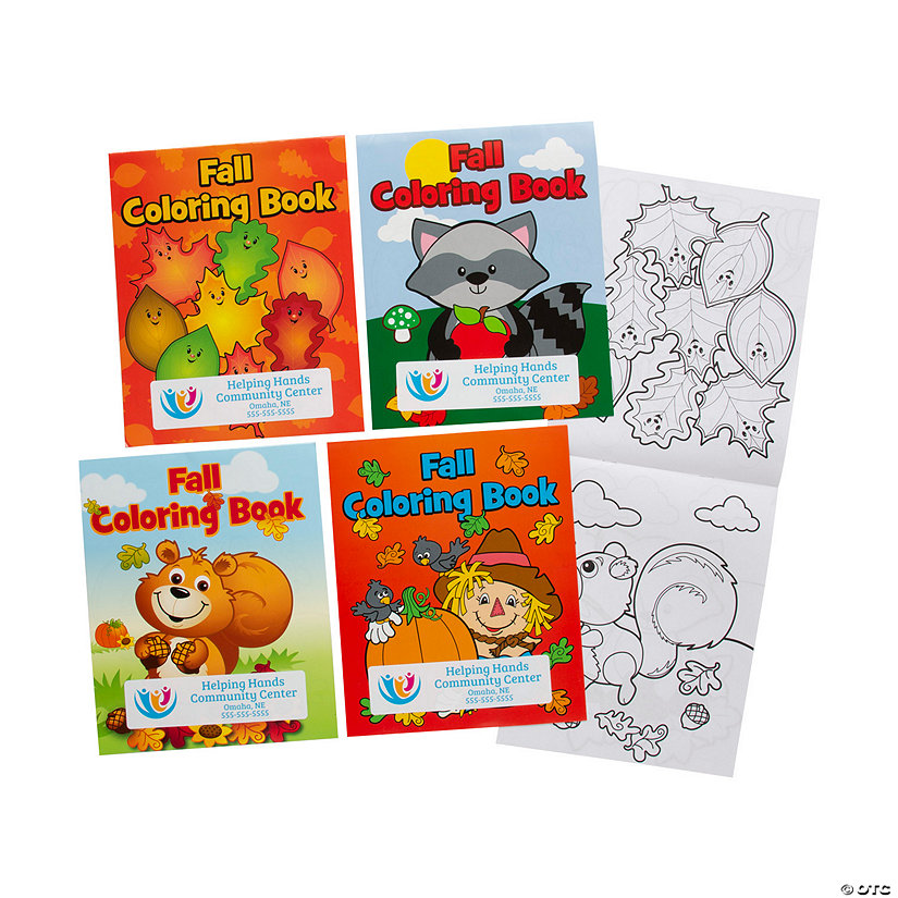 Bulk 72 Pc. Custom Full-Color Logo & Text Fall Coloring Books