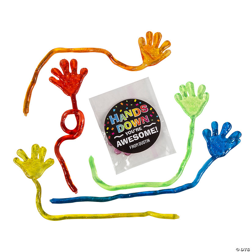Bulk 72 Pc. Personalized Glitter Sticky Hands | Oriental Trading