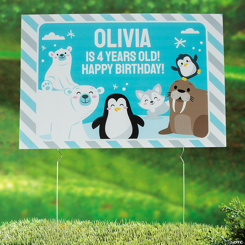 Personalized 24" x 18" Winter Animals Yard Sign | Oriental Trading