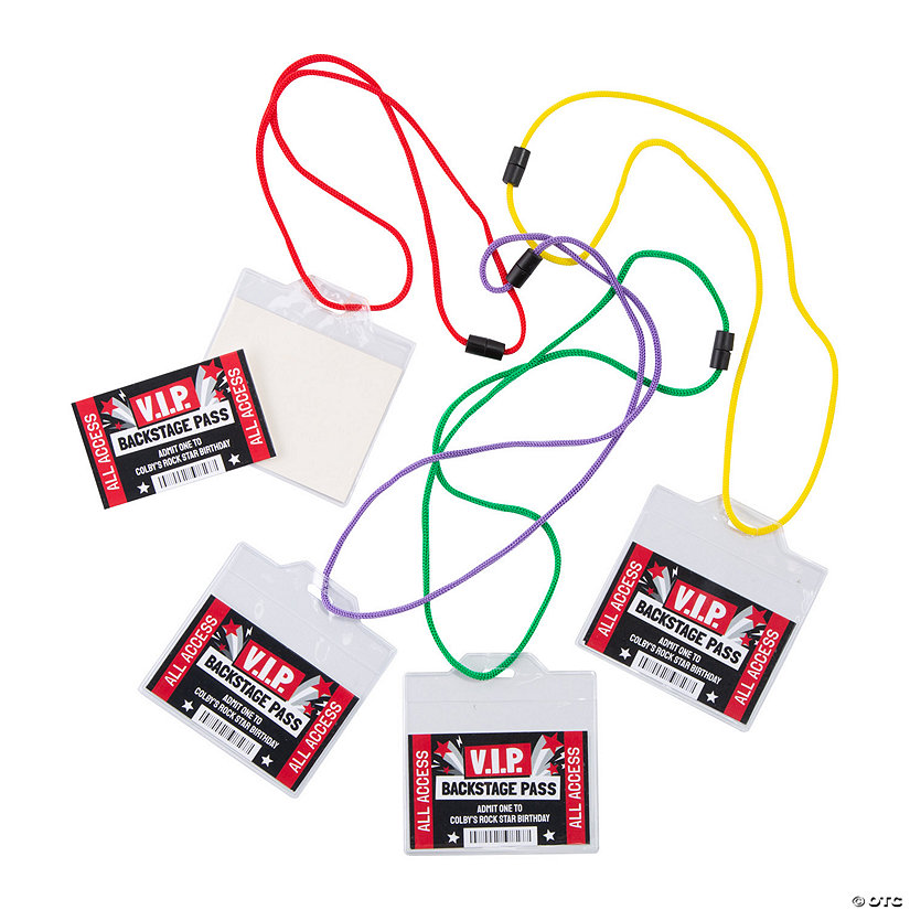 Personalized Back Stage VIP Passes with Badge Holder - 12 Pc ...