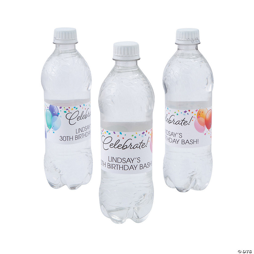 Personalized Balloon Water Bottle Labels - 50 Pc. | Oriental Trading