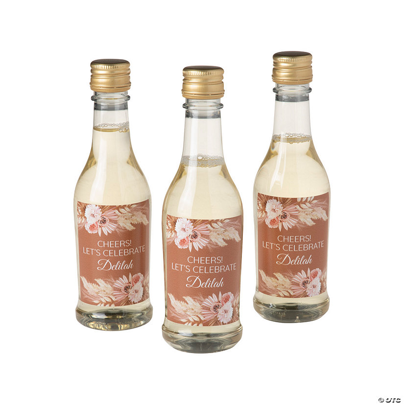 Personalized Boho Neutral Mini Wine Bottle Labels - 25 Pc. | Oriental ...