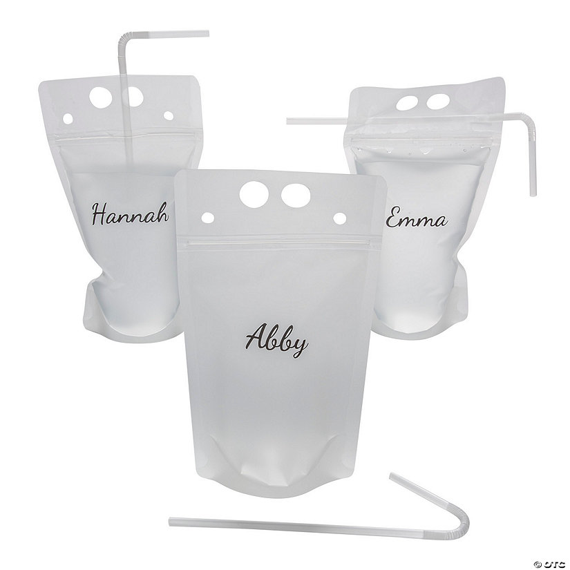 Personalized Collapsible Plastic Drink Pouches with Straws - 6 Ct ...