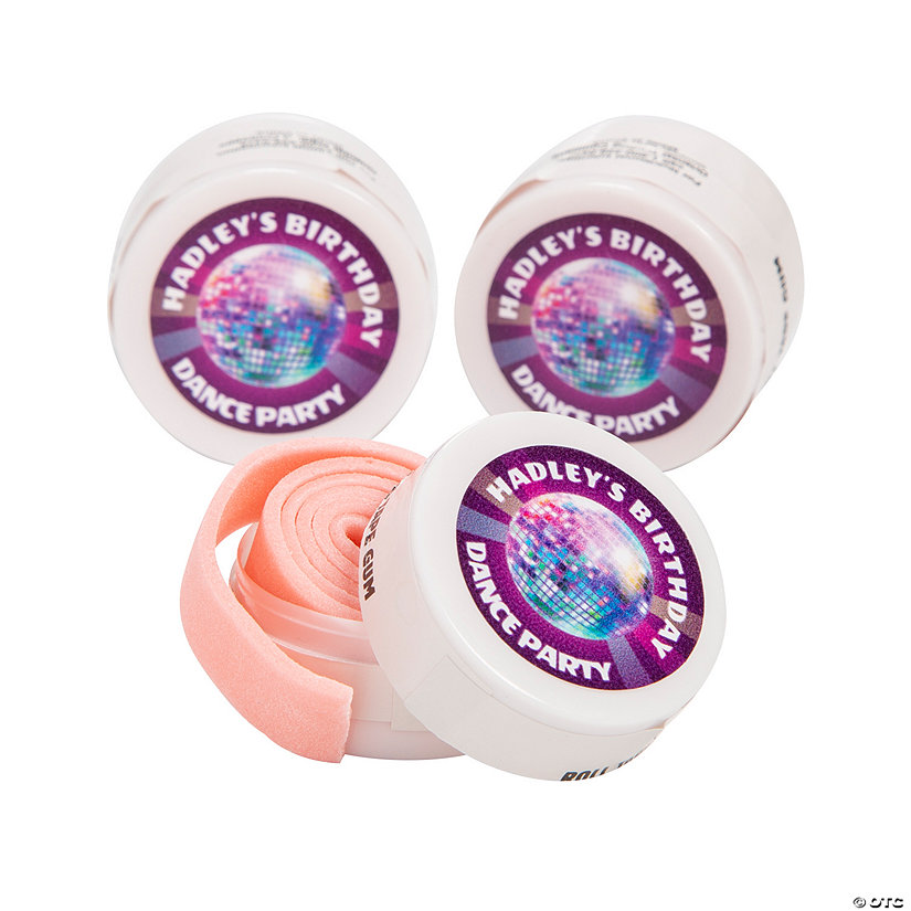 Personalized Disco Ball Roll Tape Gum - 12 Pc.