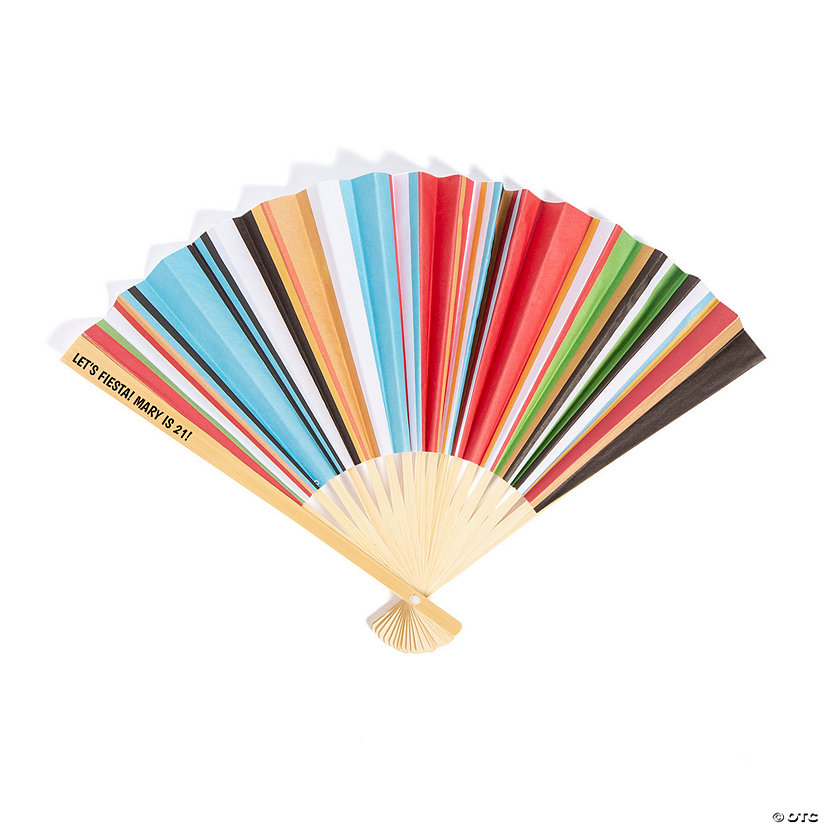 Personalized Fiesta Folding Hand Fans - 12 Pc.