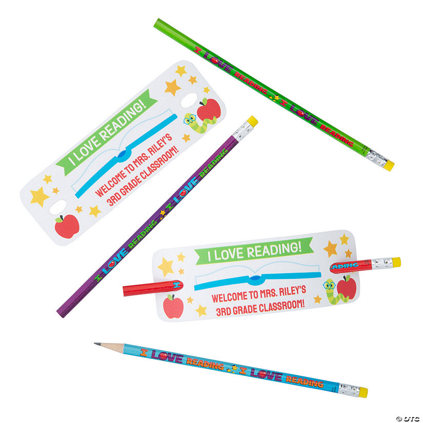 Personalized I Love Reading Pencils with Card - 24 Pc.
