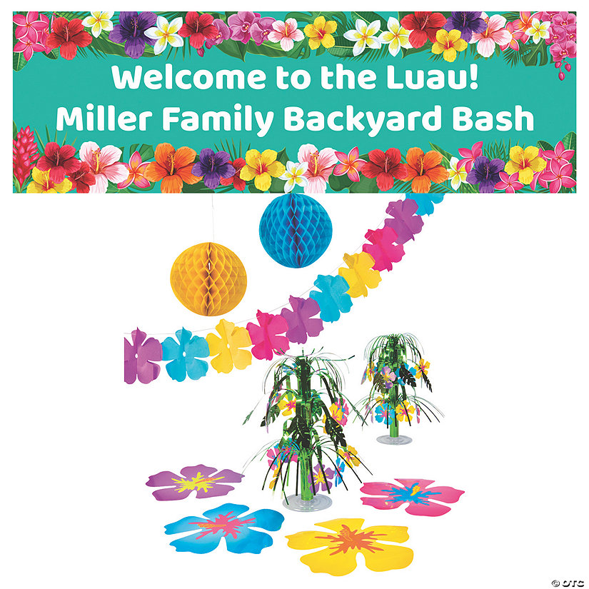 Personalized Luau Hibiscus Decorating Kit – 10 Pc.