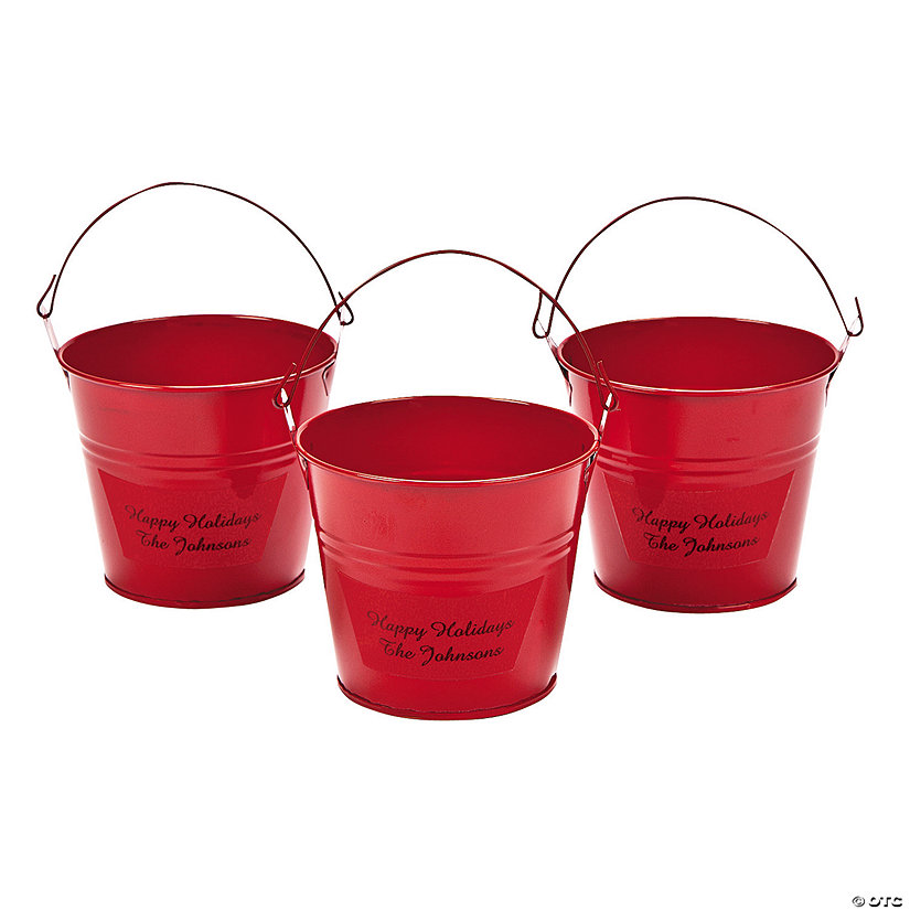 Personalized Mini Red Favor Pails - 12 Pc. | Oriental Trading