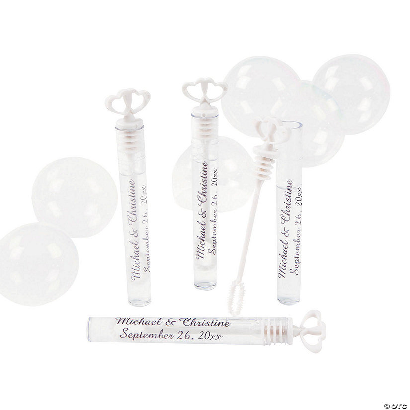 Personalized Mini Two Hearts Bubble Tubes - 24 Pc. | Oriental Trading